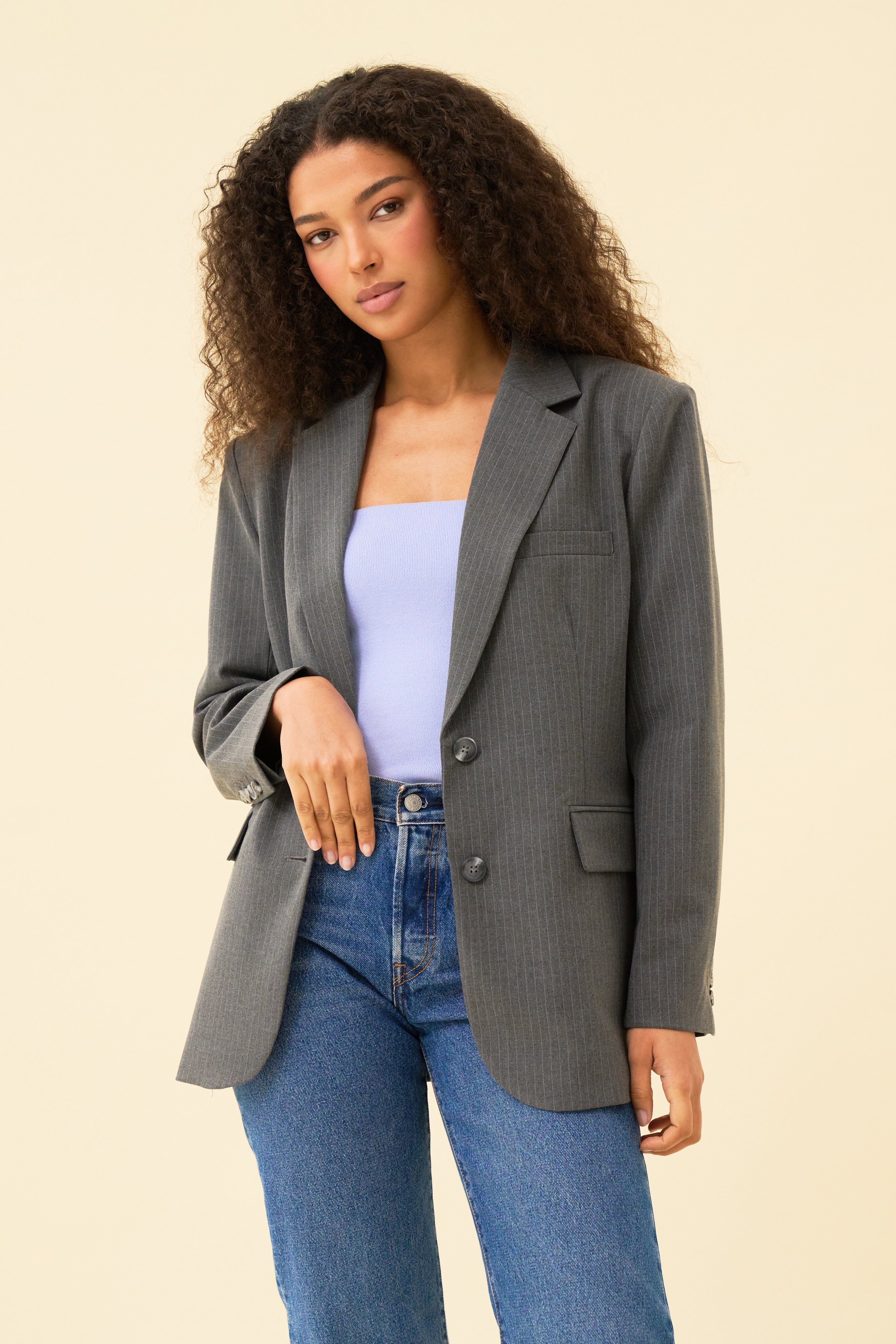 JULIA JACKET - DARK GREY PINSTRIPE – SISTERHOOD